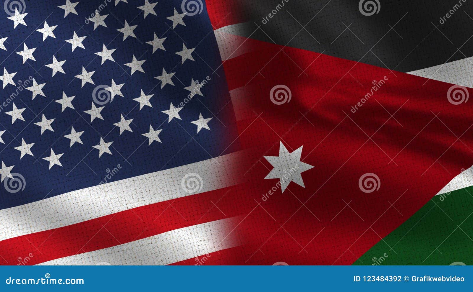USA Und Jordan Realistic Half Flags Together Stockfoto - Bild von ...