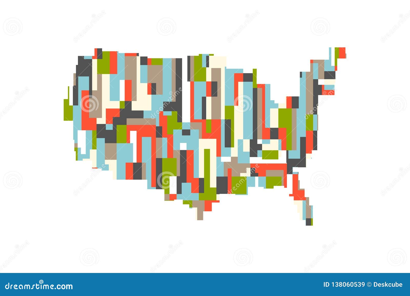 USA United States Rectangular Abstract Map. Vector Design Stock Vector ...