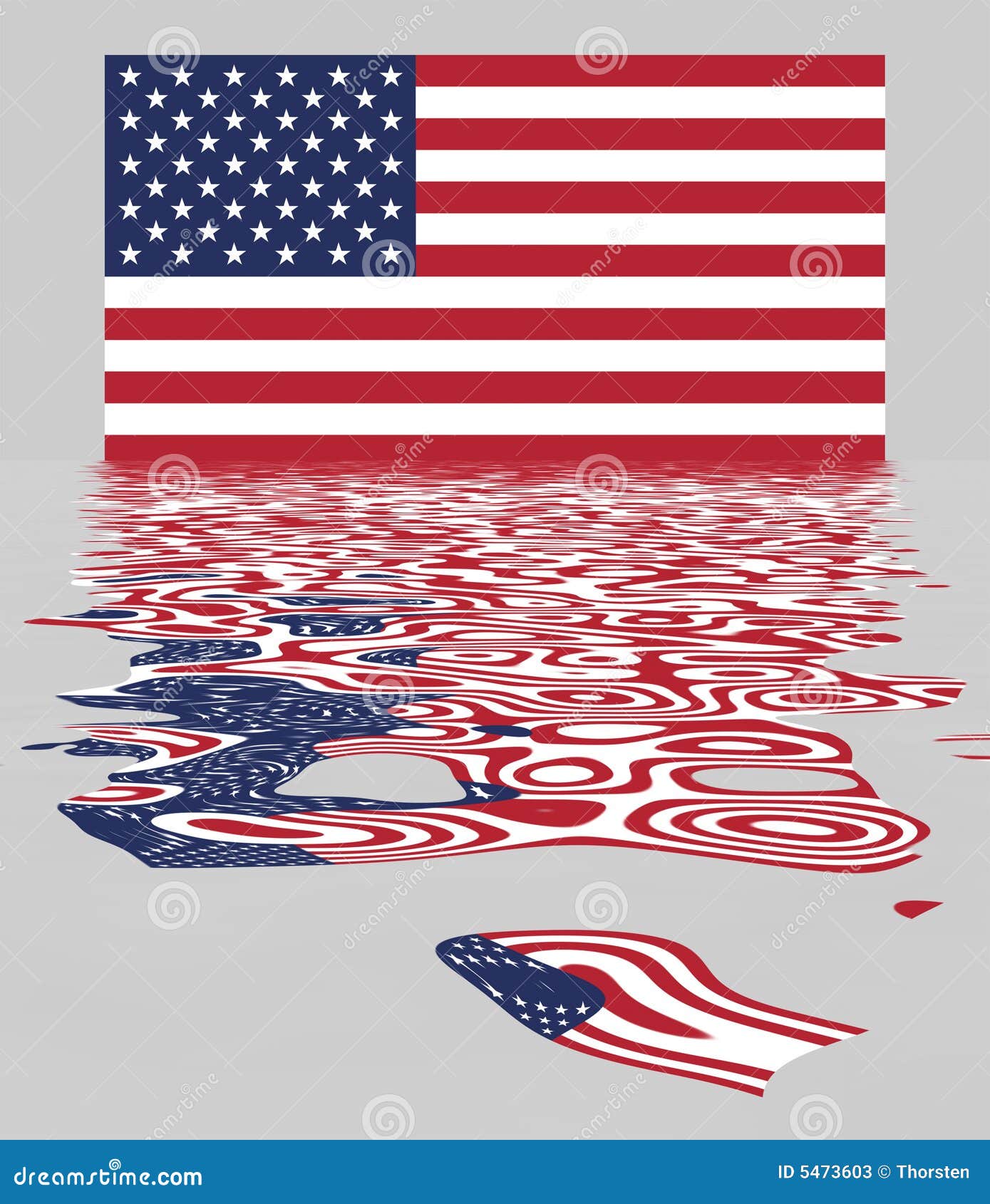 USA / US Flag with Reflection Stock Illustration - Illustration of ...