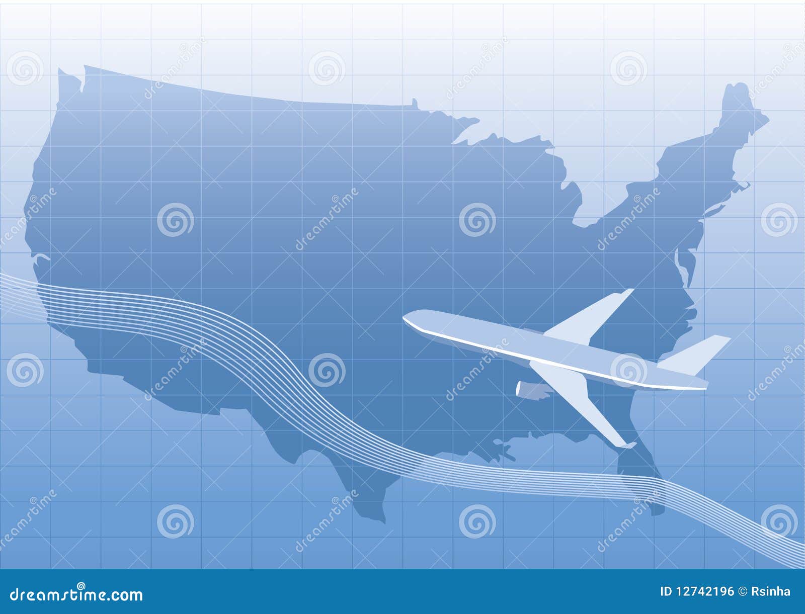 Usa,us map with plane stock vector. Illustration of silhouette - 12742196