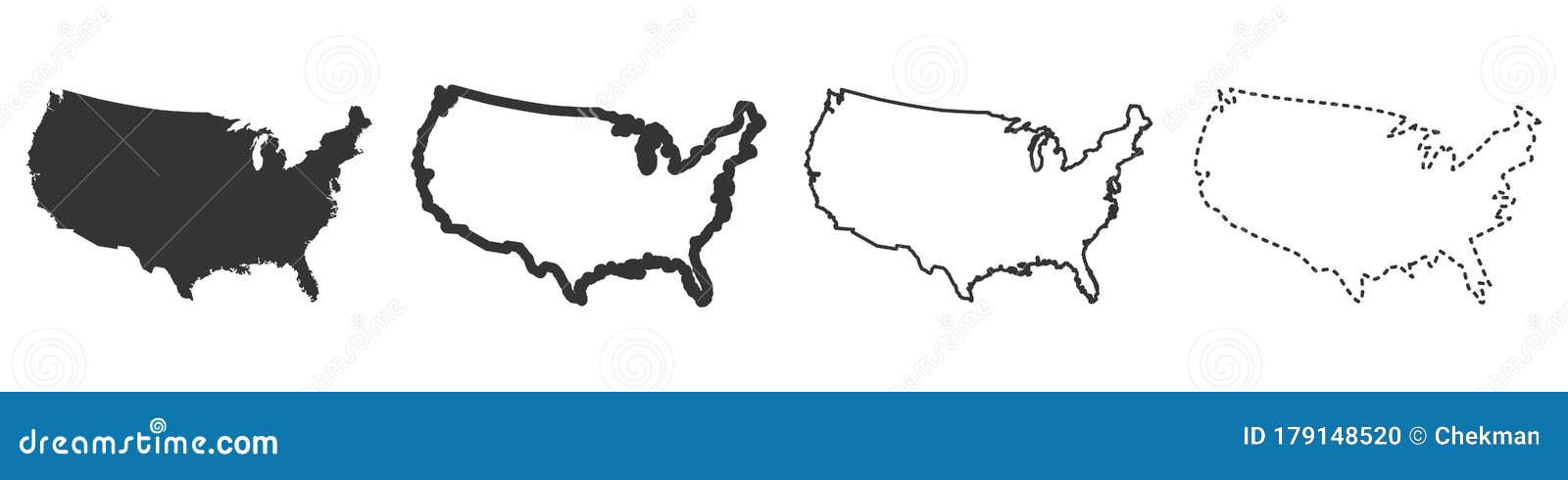 USA Vector Map. Linear Maps of America Stock Illustration ...