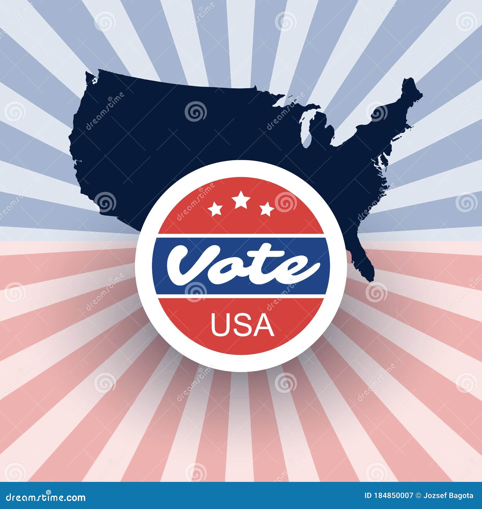 USA Voting Design Concept with Map Stock Vector - Illustration of ...
