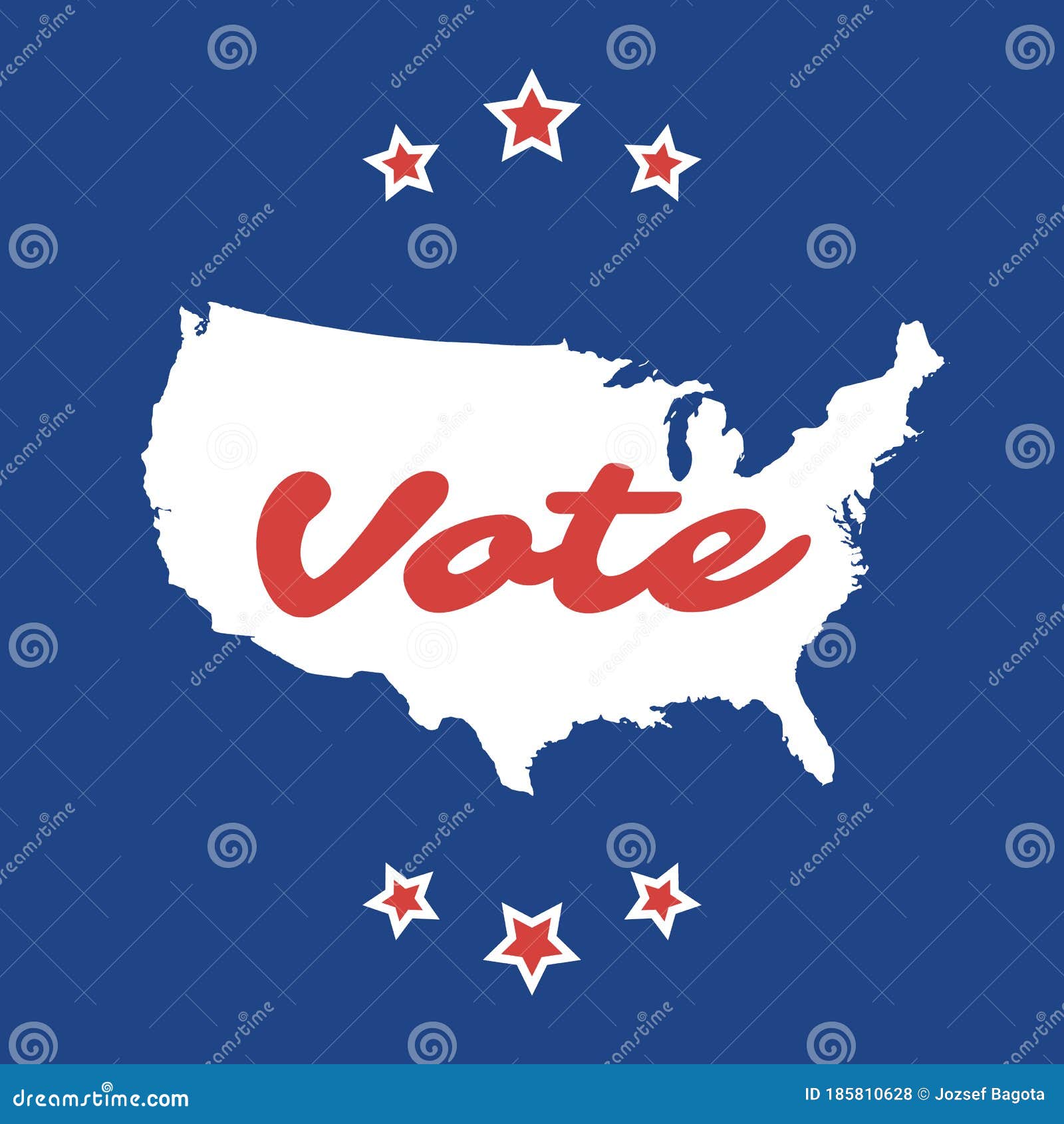USA Voting Design Concept with Map Stock Vector - Illustration of blue ...