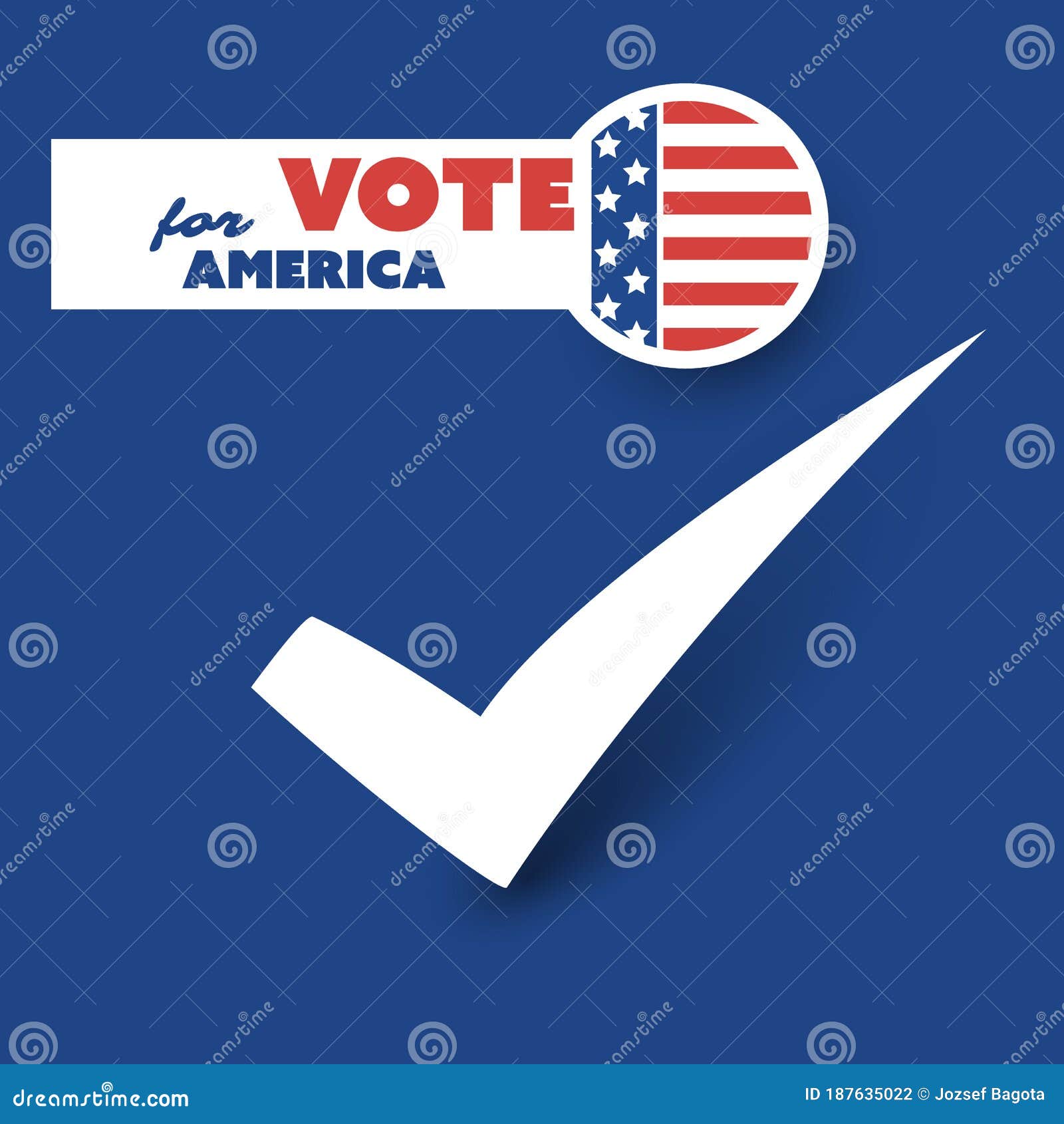 USA Voting Design Concept with Tick Sign on a Blue Background Stock ...