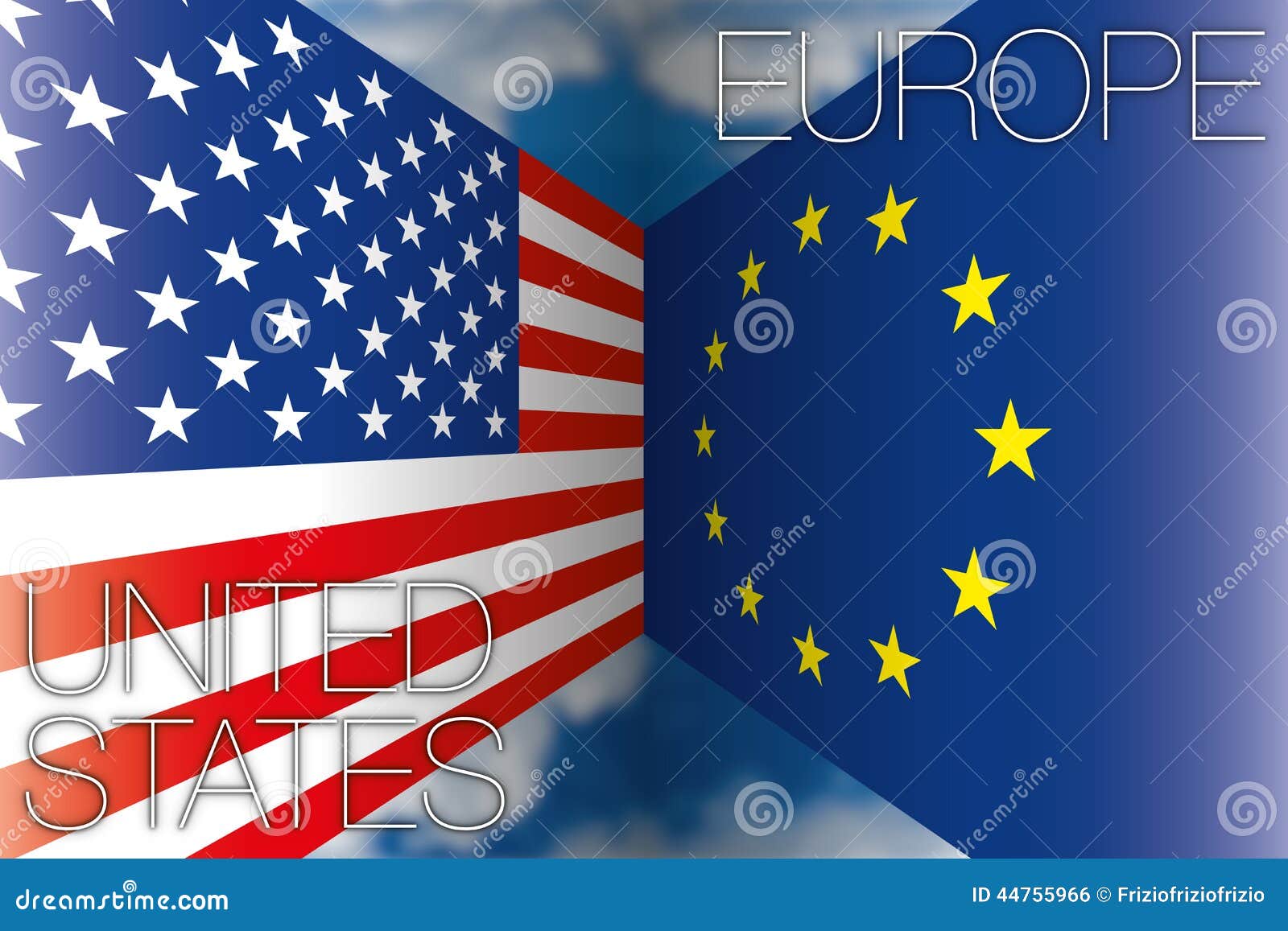 Usa vs europe flags stock illustration. Illustration of government ...
