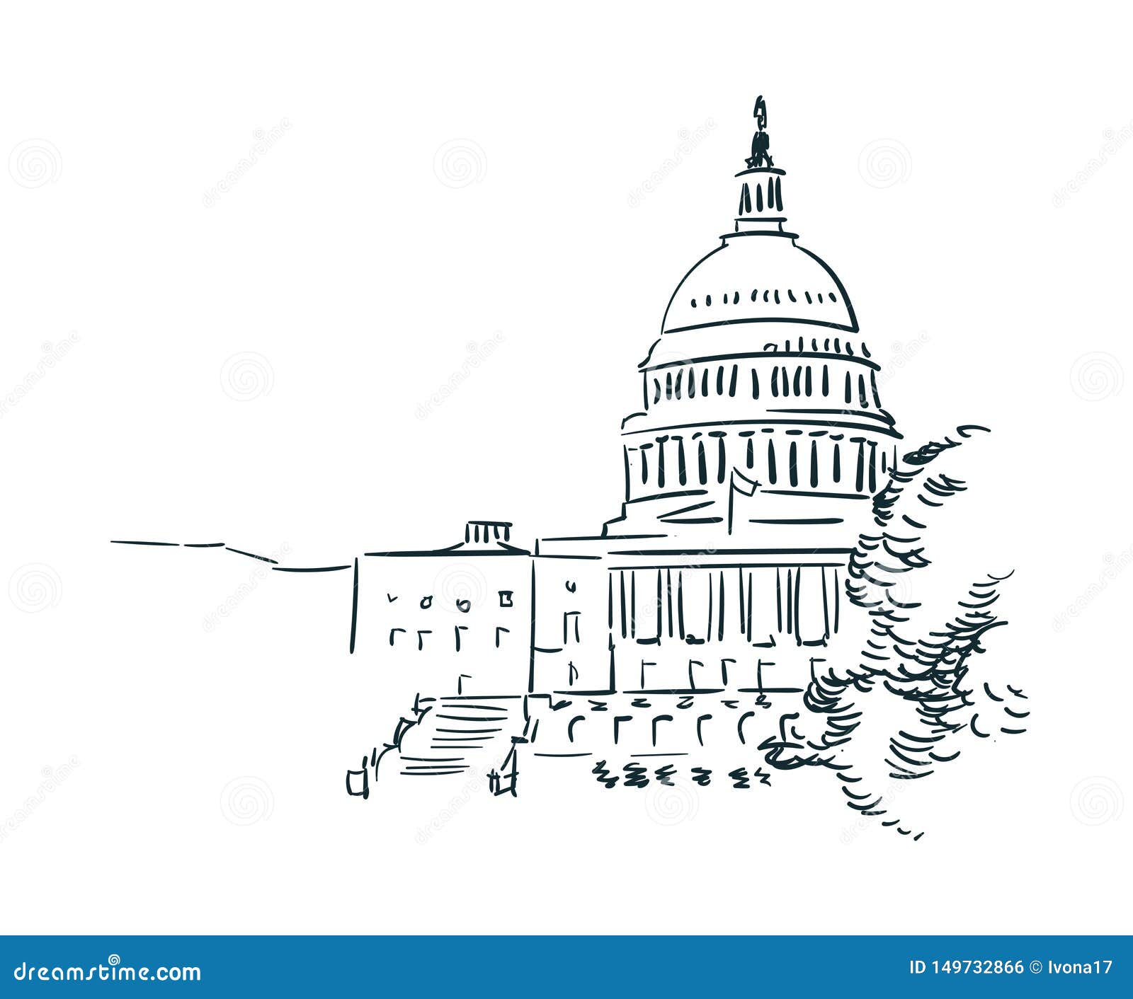 Capitol Building Line Drawing
