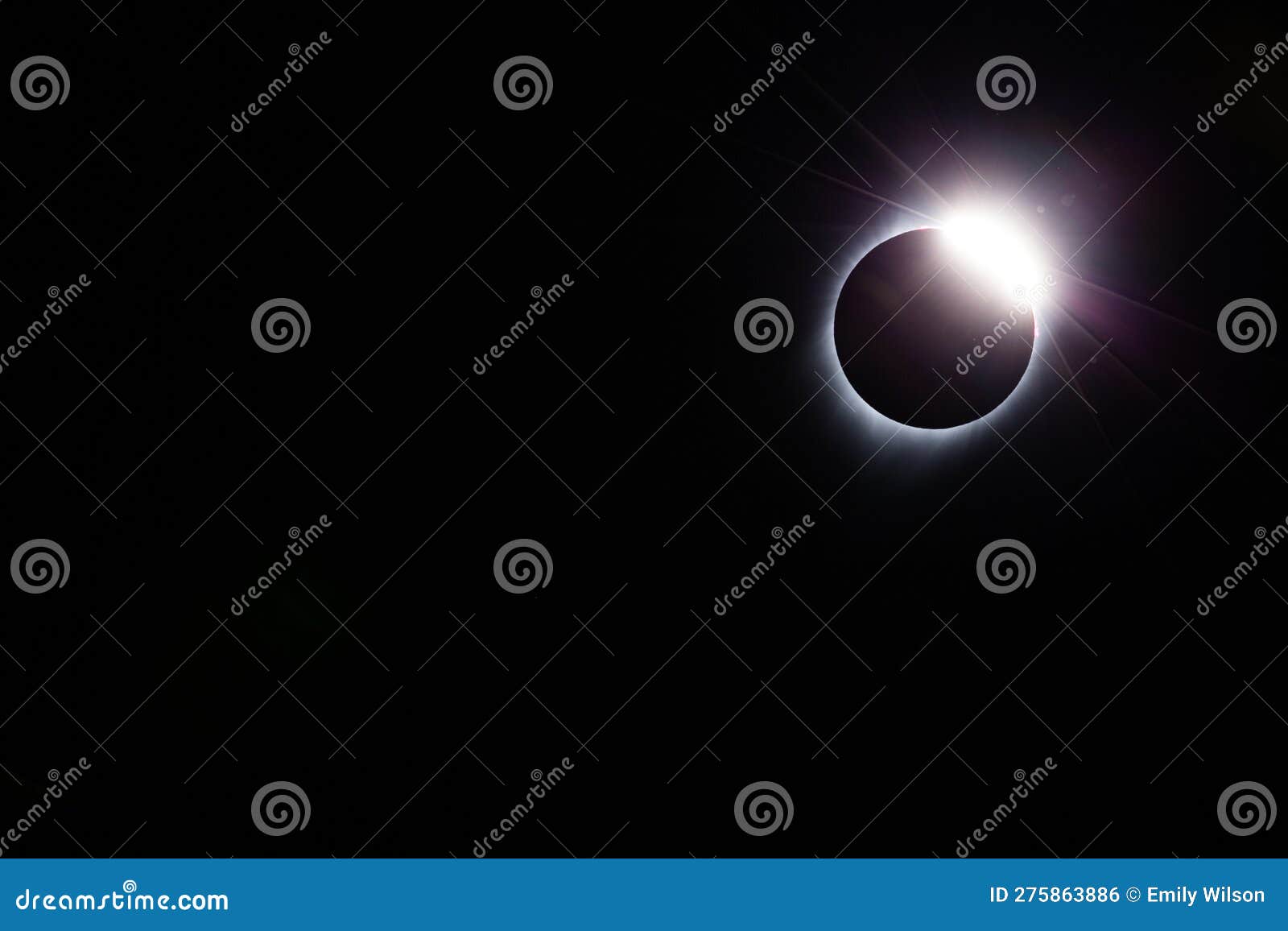 Total Solar Eclipse. the "Diamond Ring" Effect is Seen As the Moon ...