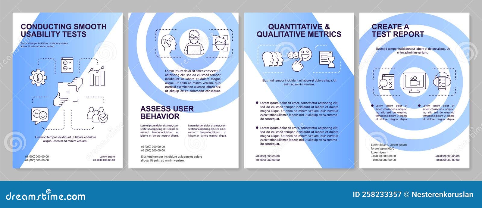 Usability Testing Session Process Blue Gradient Brochure Template Stock ...