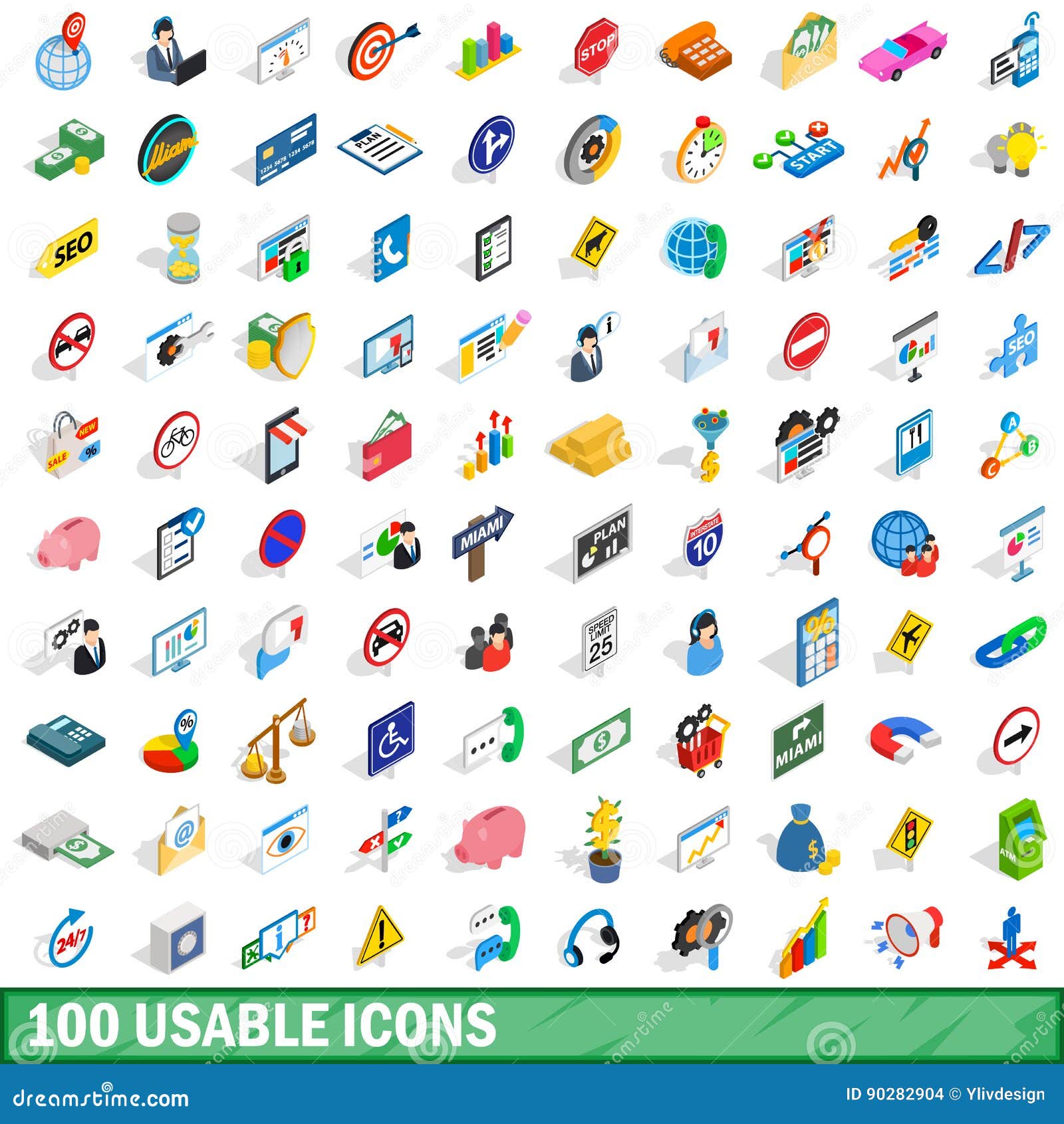 100 Usable Icons Set, Isometric 3d Style Stock Vector - Illustration of ...