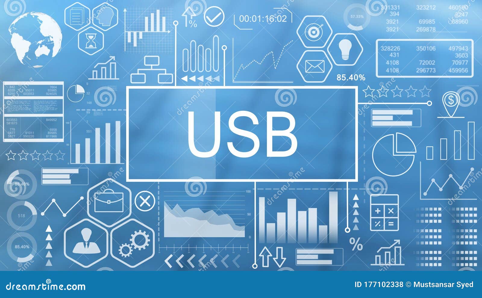 USB, Animated Typography stock illustration. Illustration of tech ...