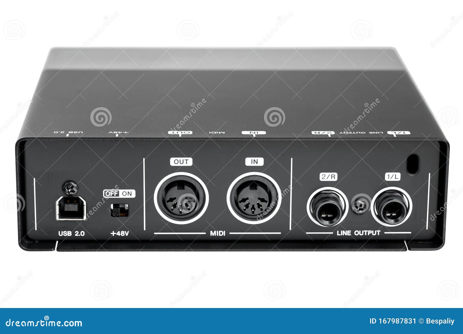 USB Audio Interface Back View of the Panel. Stock Image - Image of ...