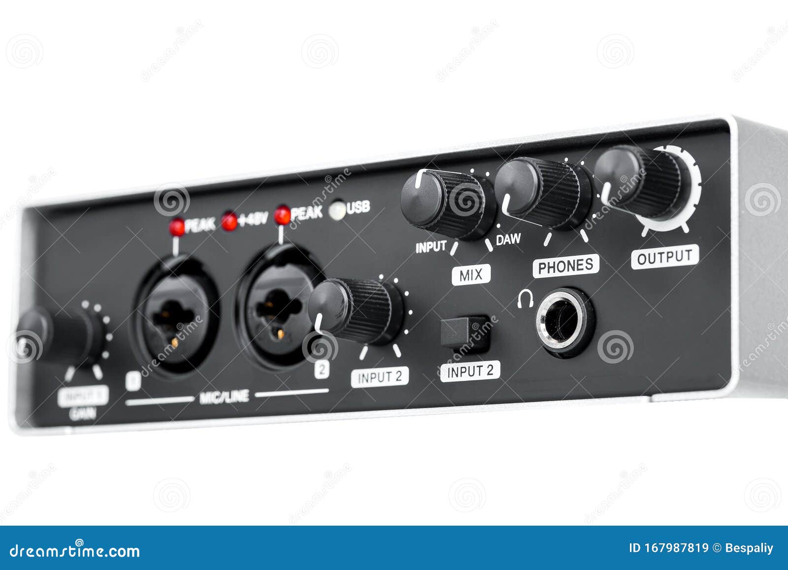 USB Audio Interface Front Panel with Volume. Stock Image - Image of ...