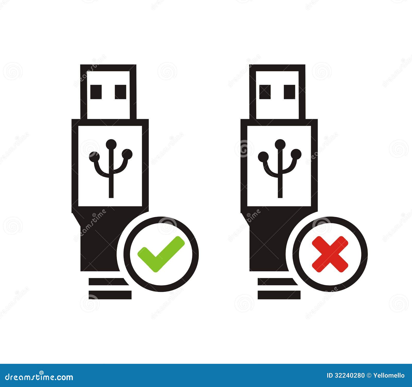 USB Available and USB Not Available Icons Stock Vector - Illustration ...