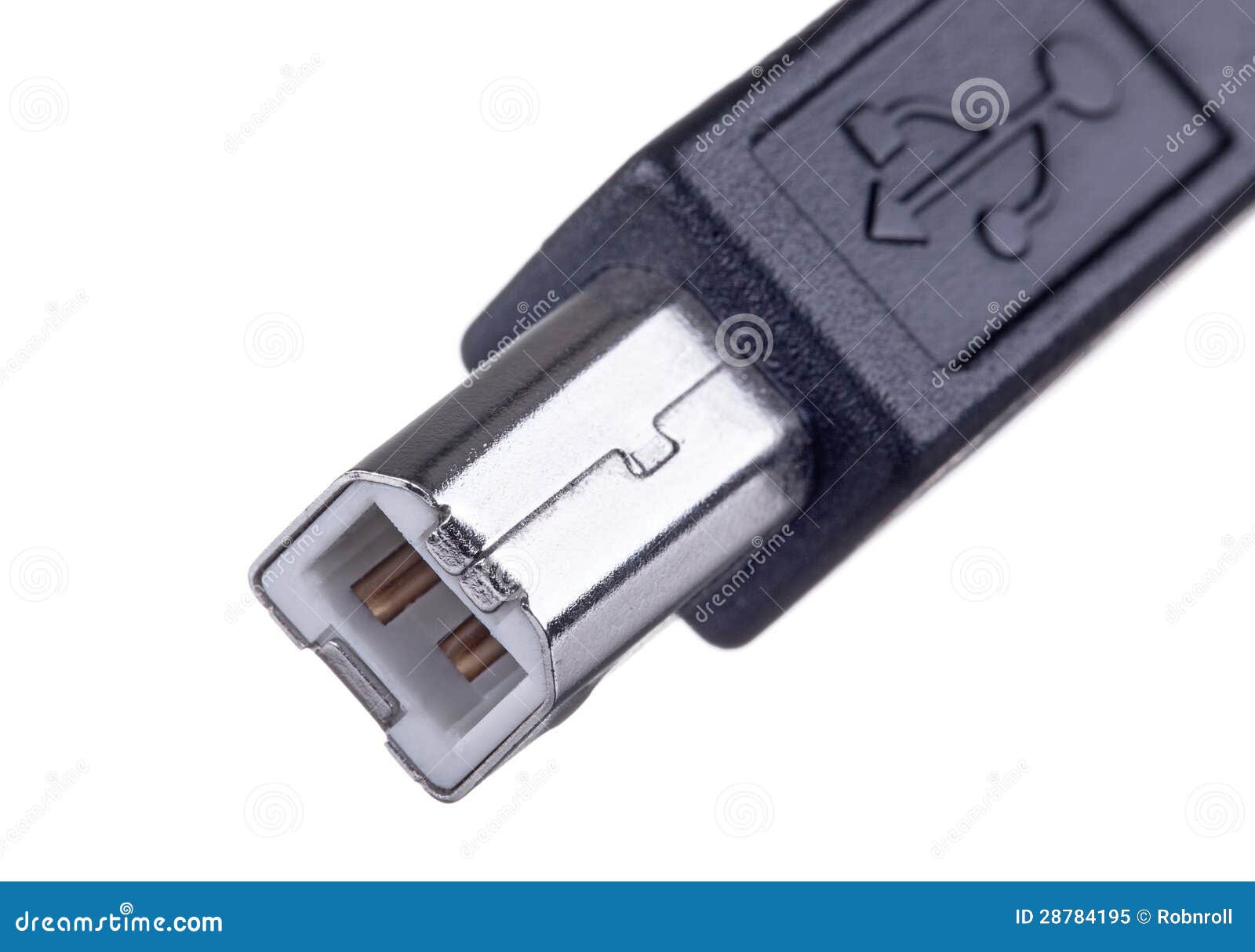USB B Plug, Macro Shot on White with a Shallow DOF Stock Image - Image ...