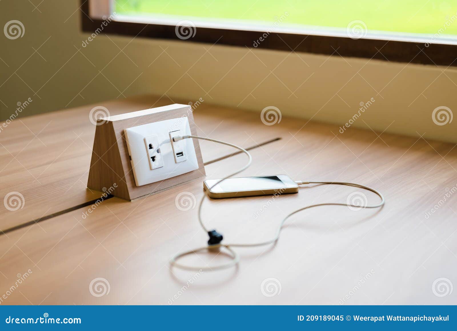 USB Battery Charger on the Table Stock Image - Image of mobile, coffee ...