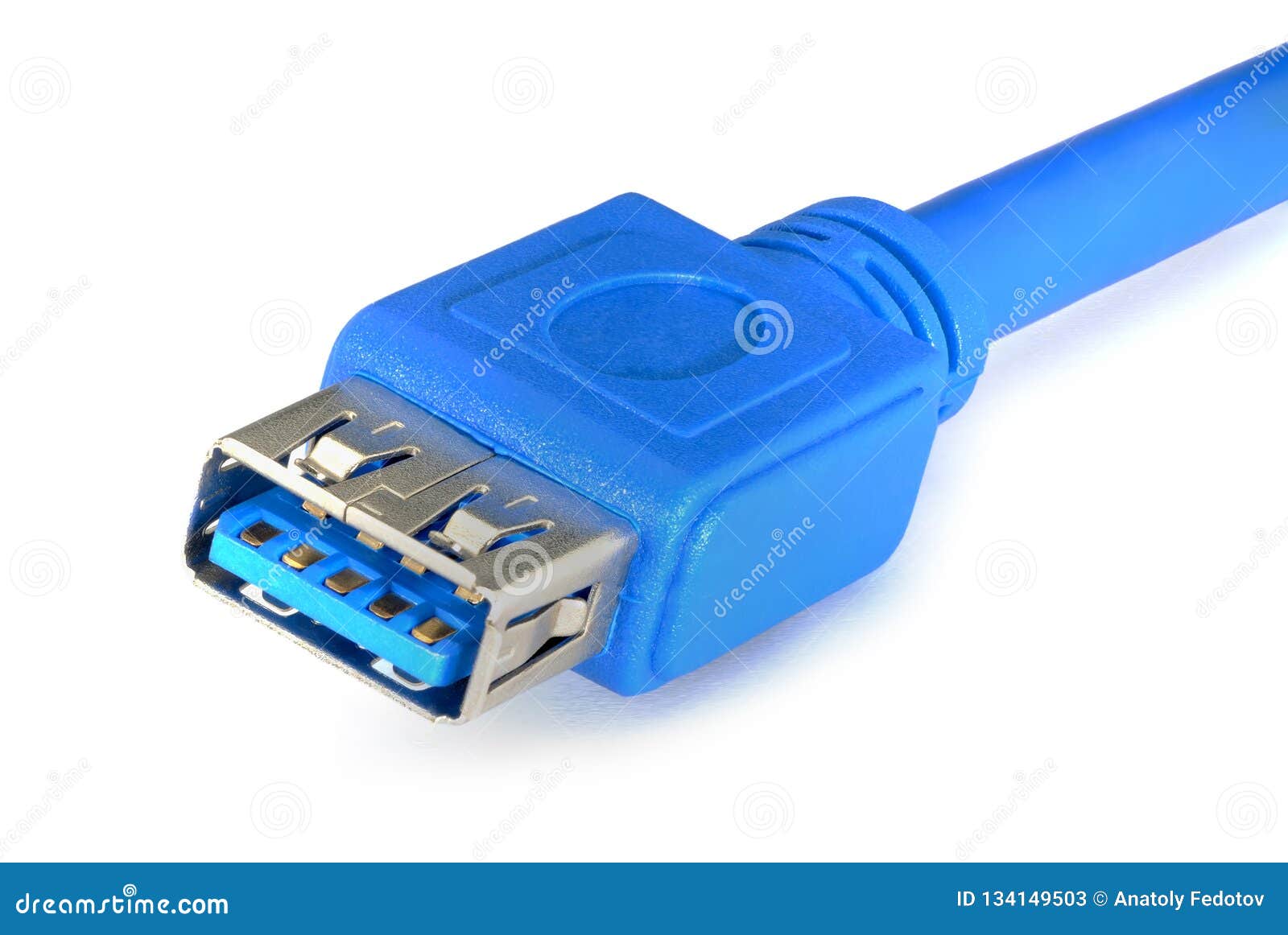 Usb 3.0 Blue Cable is Isolated on White Background Stock Image - Image ...