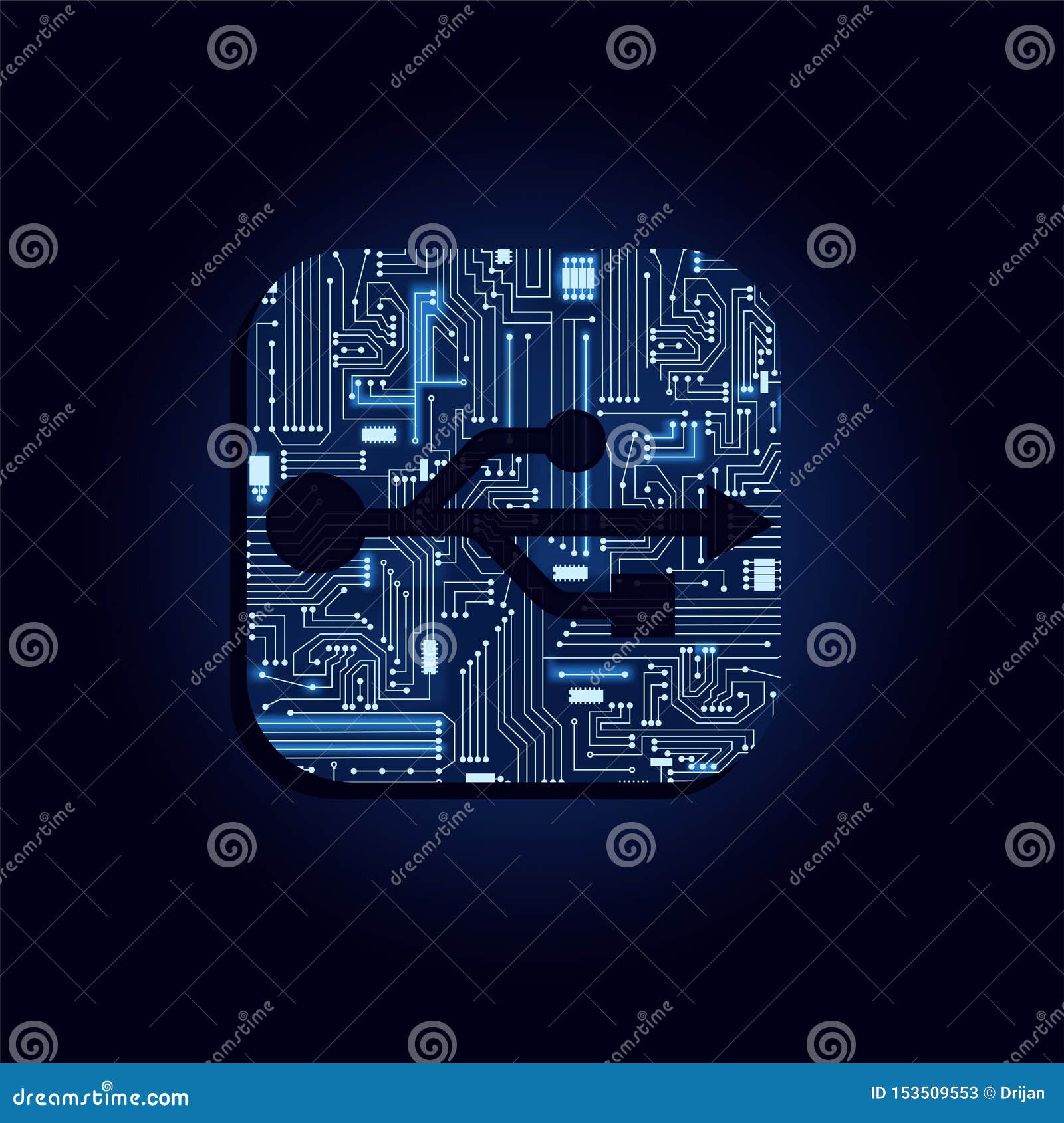 Usb Button with Electronic Circuit Stock Vector - Illustration of ...