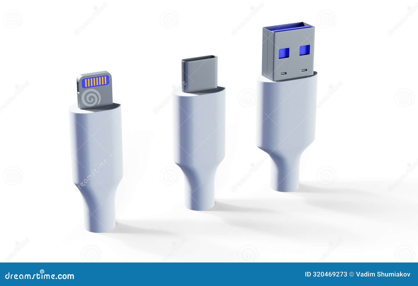 USB Cable Type-A And Type-C Plugs Isolated On Transparent Background ...