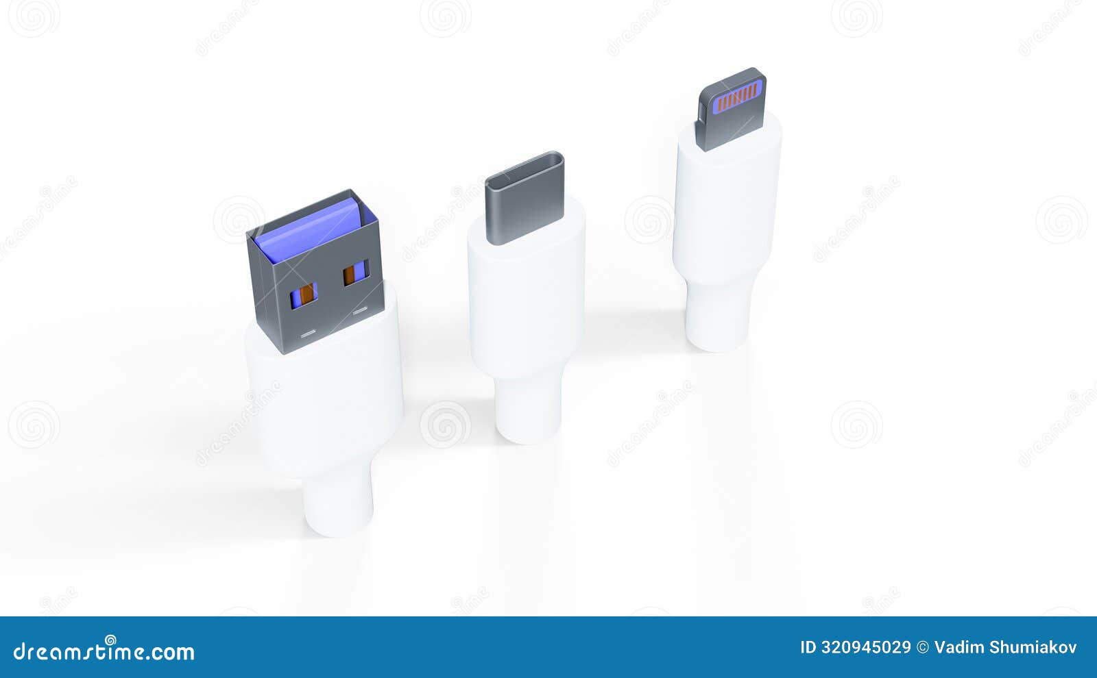 USB Cable Type-A And Type-C Plugs Isolated On Transparent Background ...