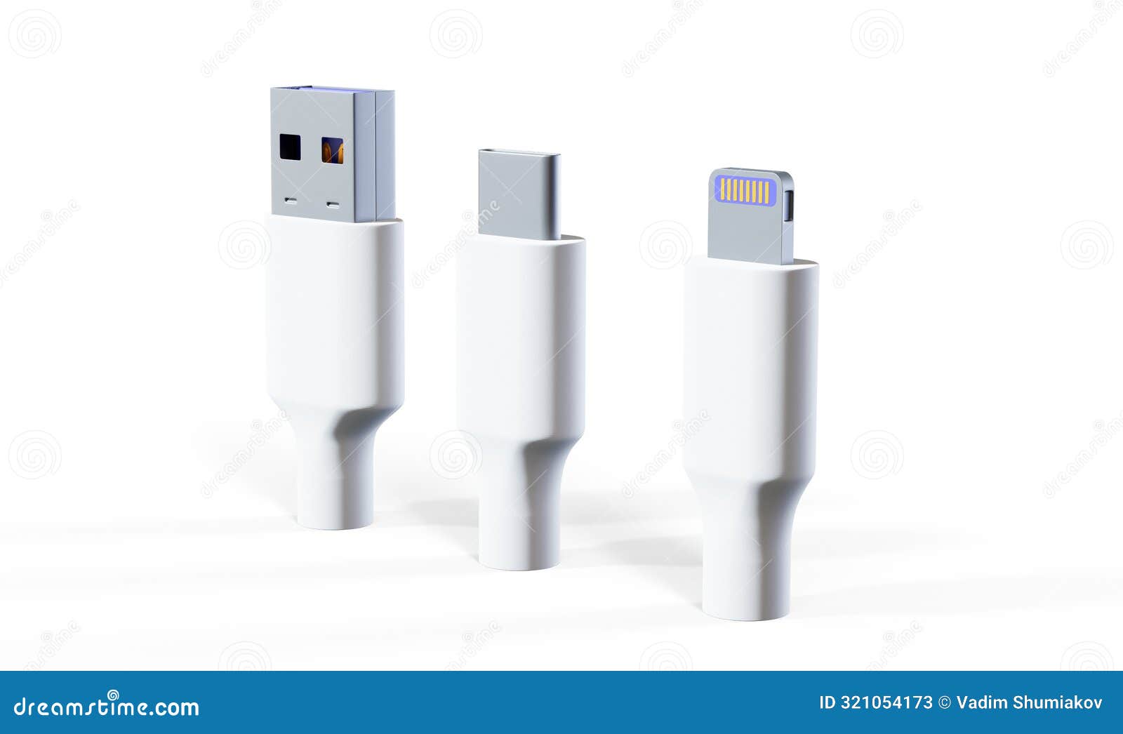 USB Cable Type-A And Type-C Plugs Isolated On Transparent Background ...