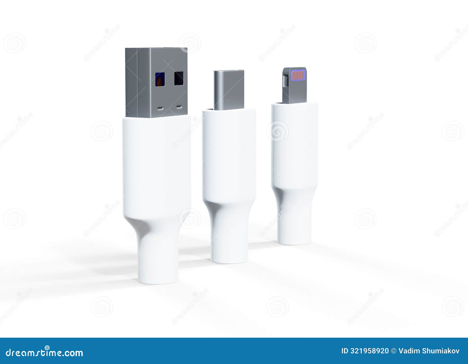 USB Cable Type-A And Type-C Plugs Isolated On Transparent Background ...