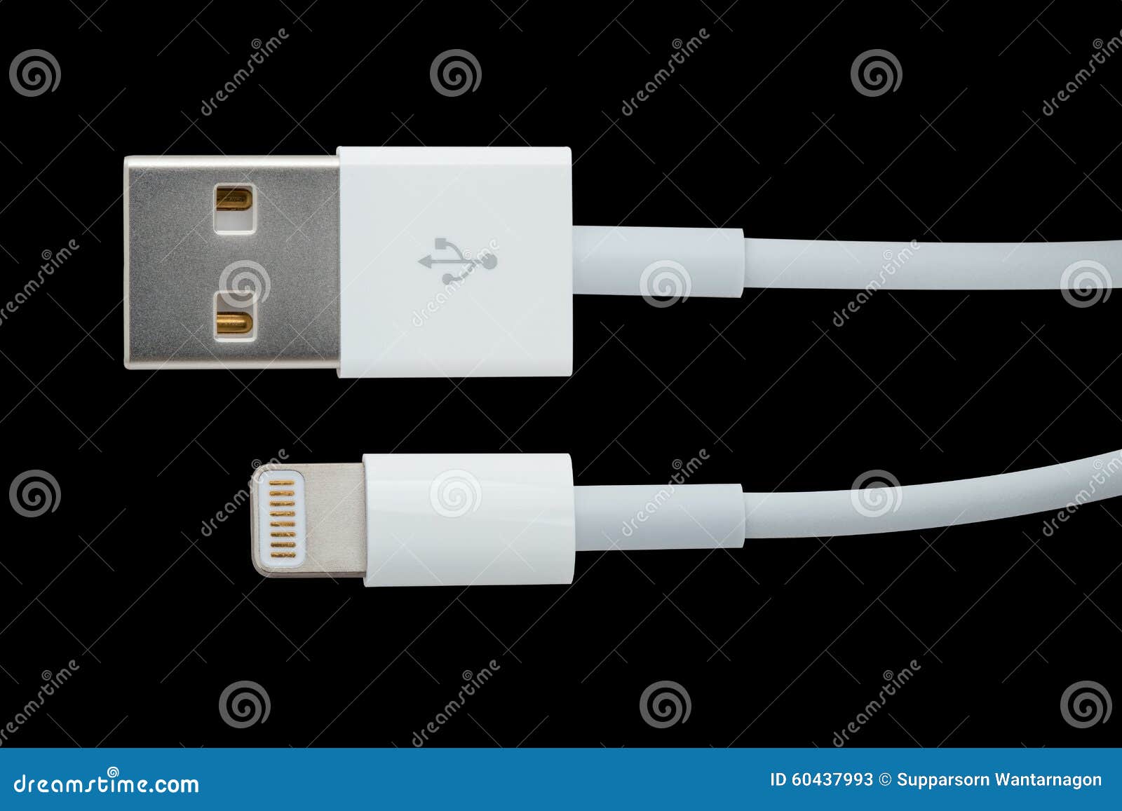 USB Cable on Black / USB Cable / USB Cable Isolated on Black Background ...