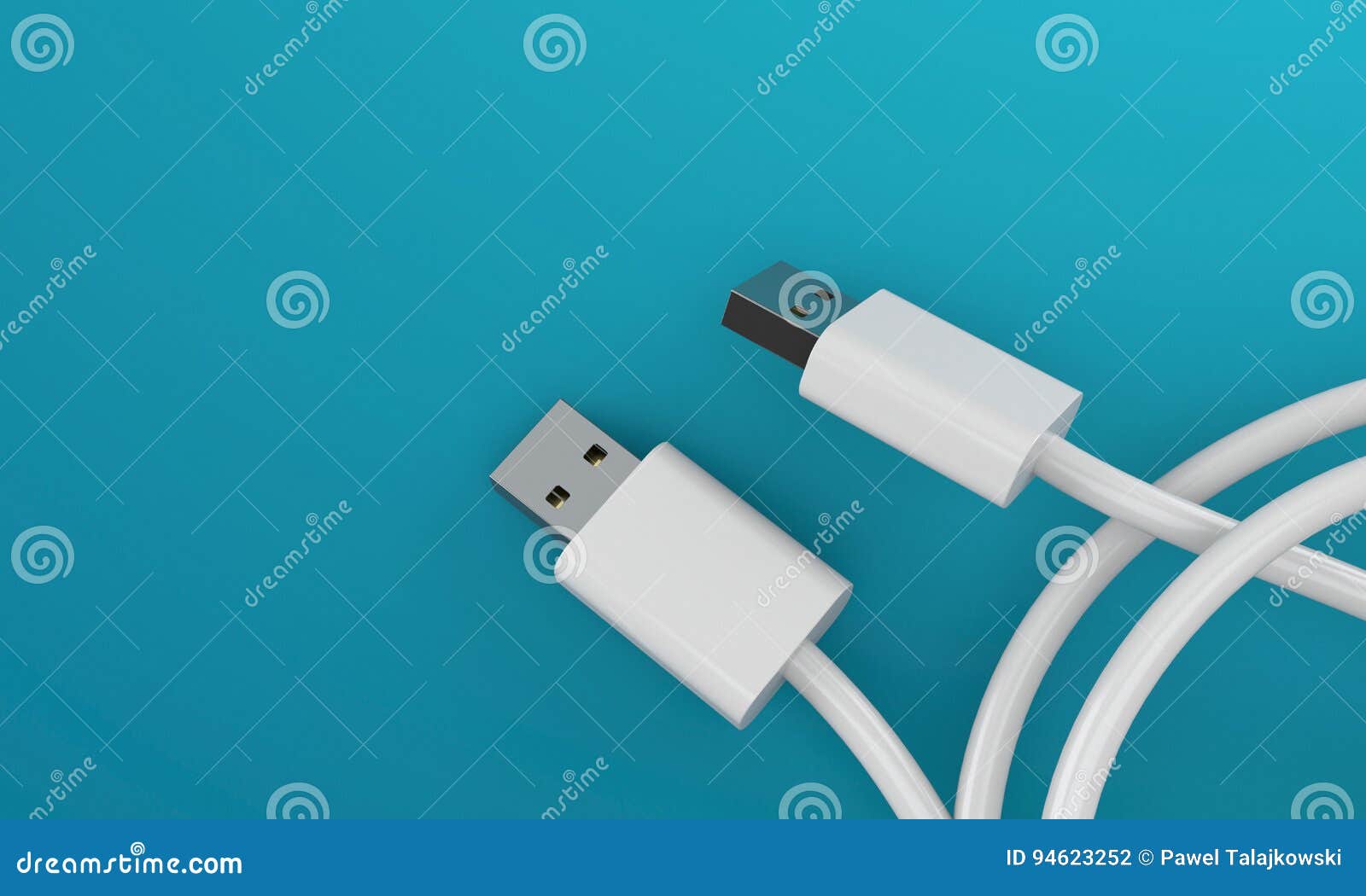 USB Cable on Blue Background Stock Illustration - Illustration of tech ...
