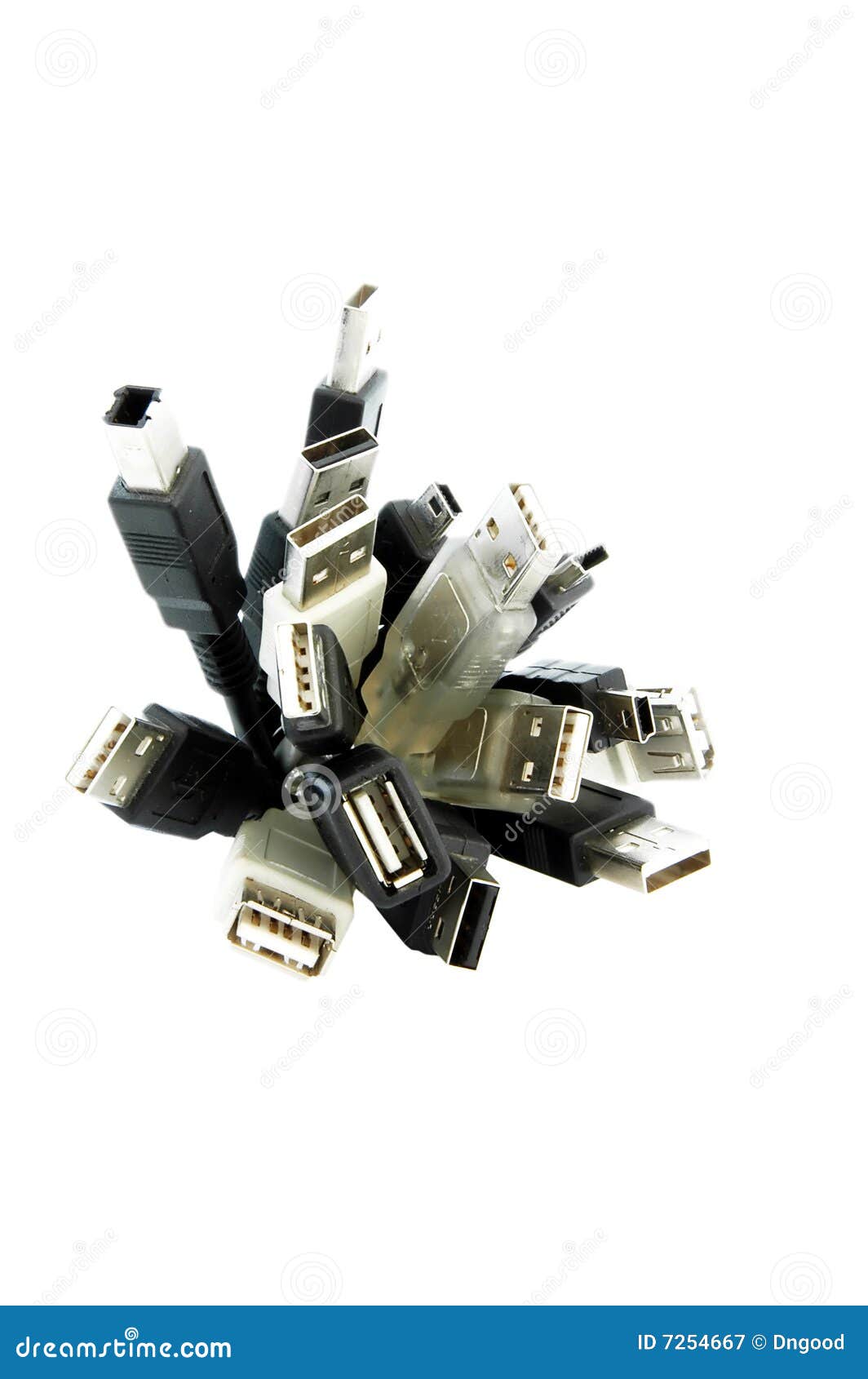 USB cable bunch stock image. Image of isolated, heap, security - 7254667