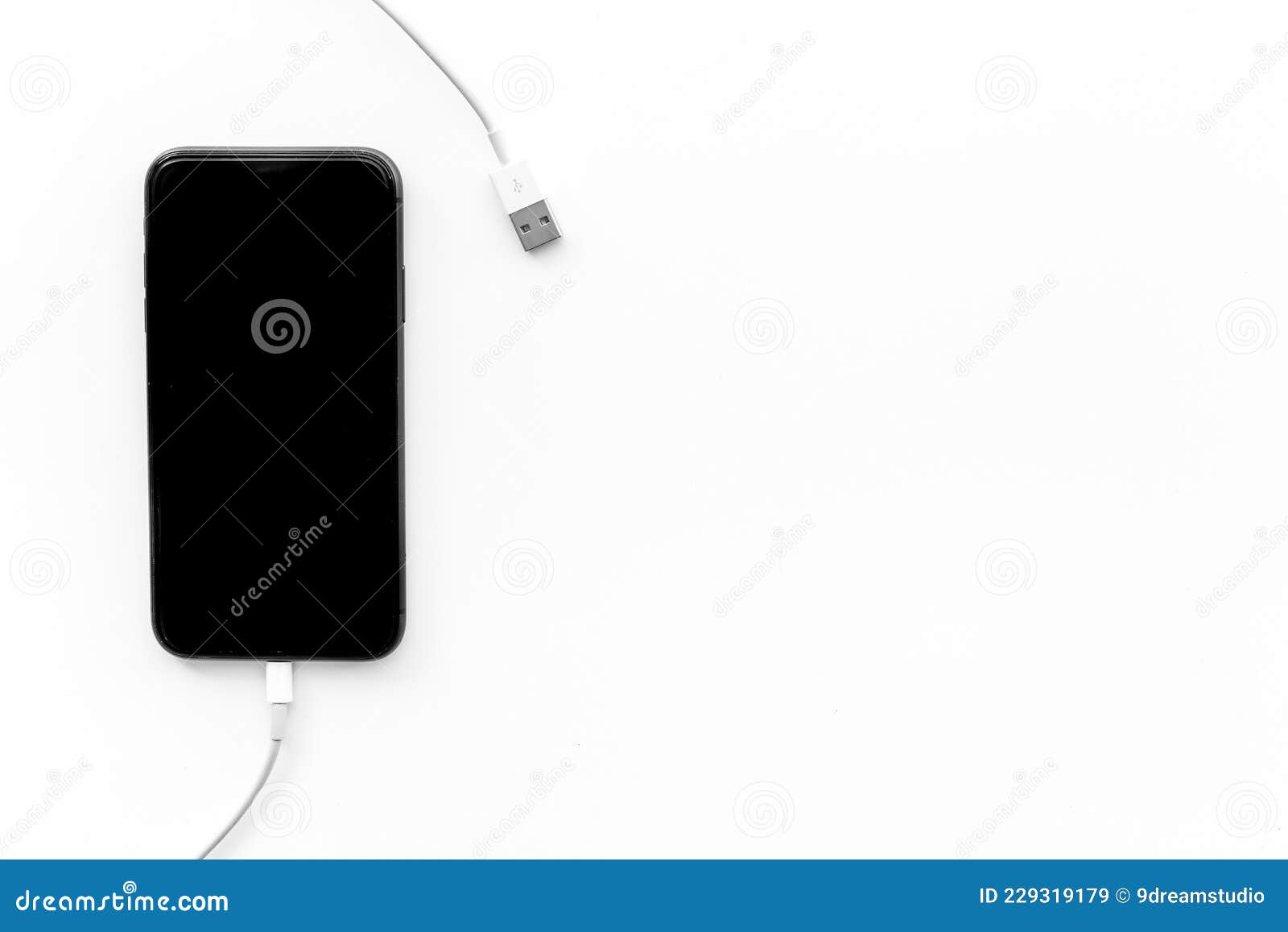 Usb Cable for Charging Smartphone or Laptop, Top View Stock Image ...