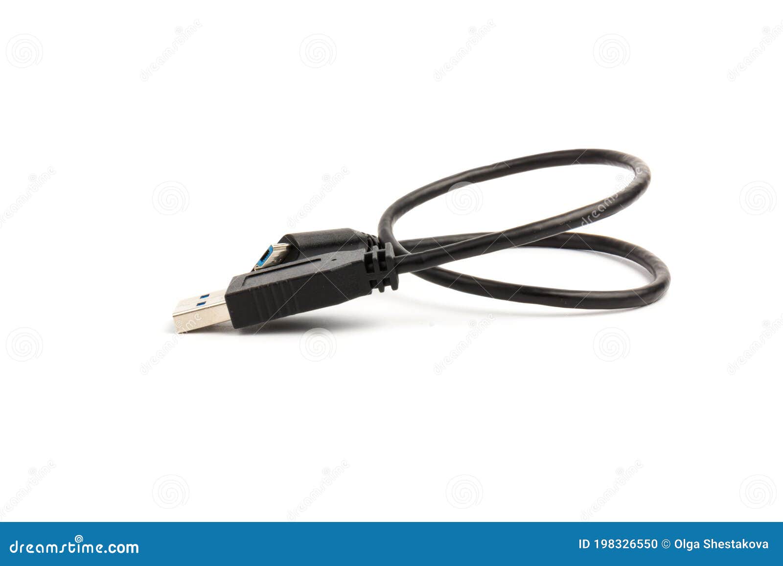 USB Cable Close Up on White Background. Charge, Plugging, Equipment and ...