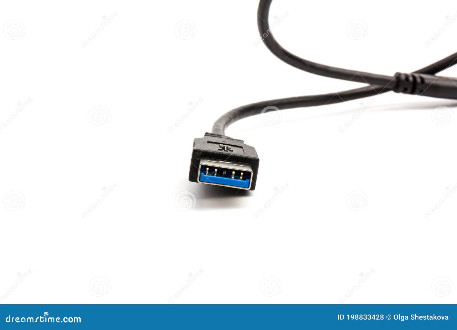 USB Cable Close Up on White Background. Charge, Plugging, Equipment and ...