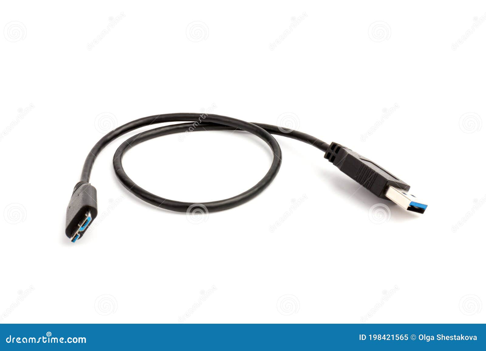 USB Cable Close Up on White Background. Charge, Plugging, Equipment and ...