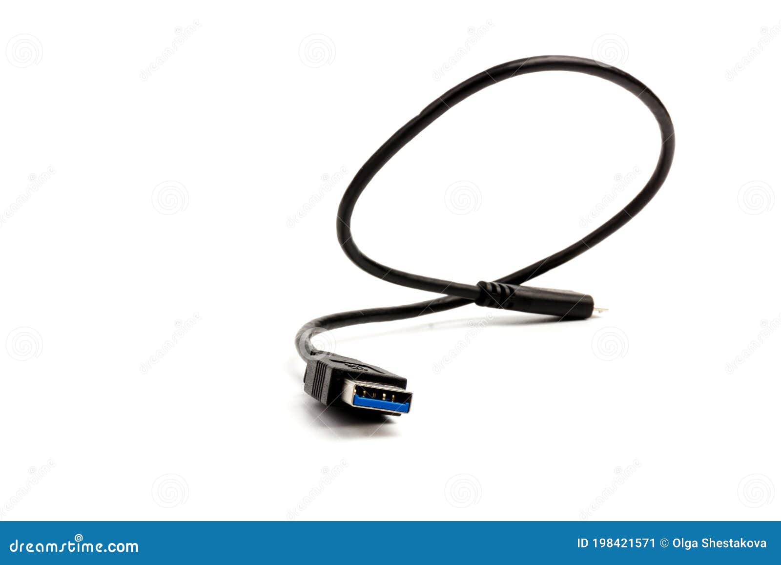 USB Cable Close Up on White Background. Charge, Plugging, Equipment and ...