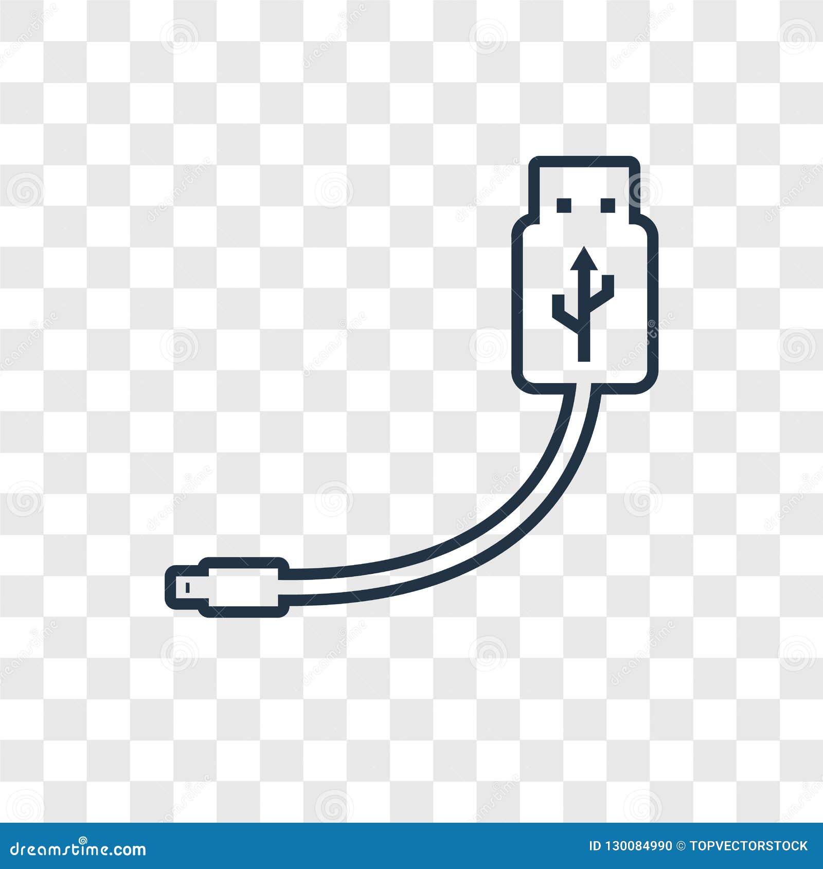 Usb Cable Concept Vector Linear Icon Isolated on Transparent Background ...