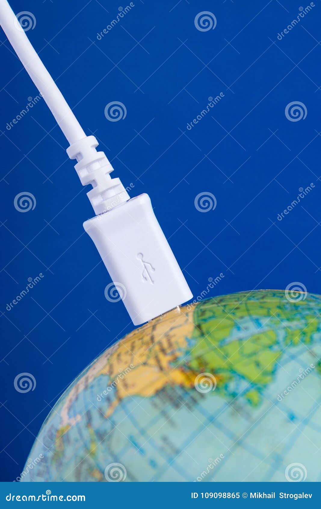 USB Cable is Connected To the Globe Stock Image - Image of abstract ...