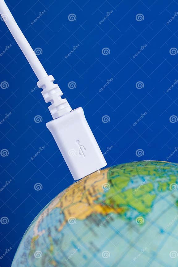 USB Cable is Connected To the Globe Stock Image - Image of abstract ...