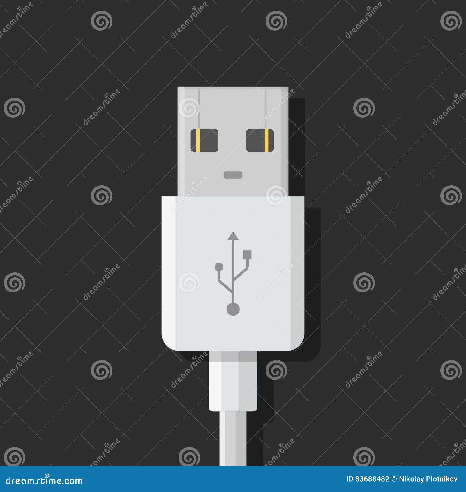 USB Cable Connector Cord on Dark Background Stock Illustration ...