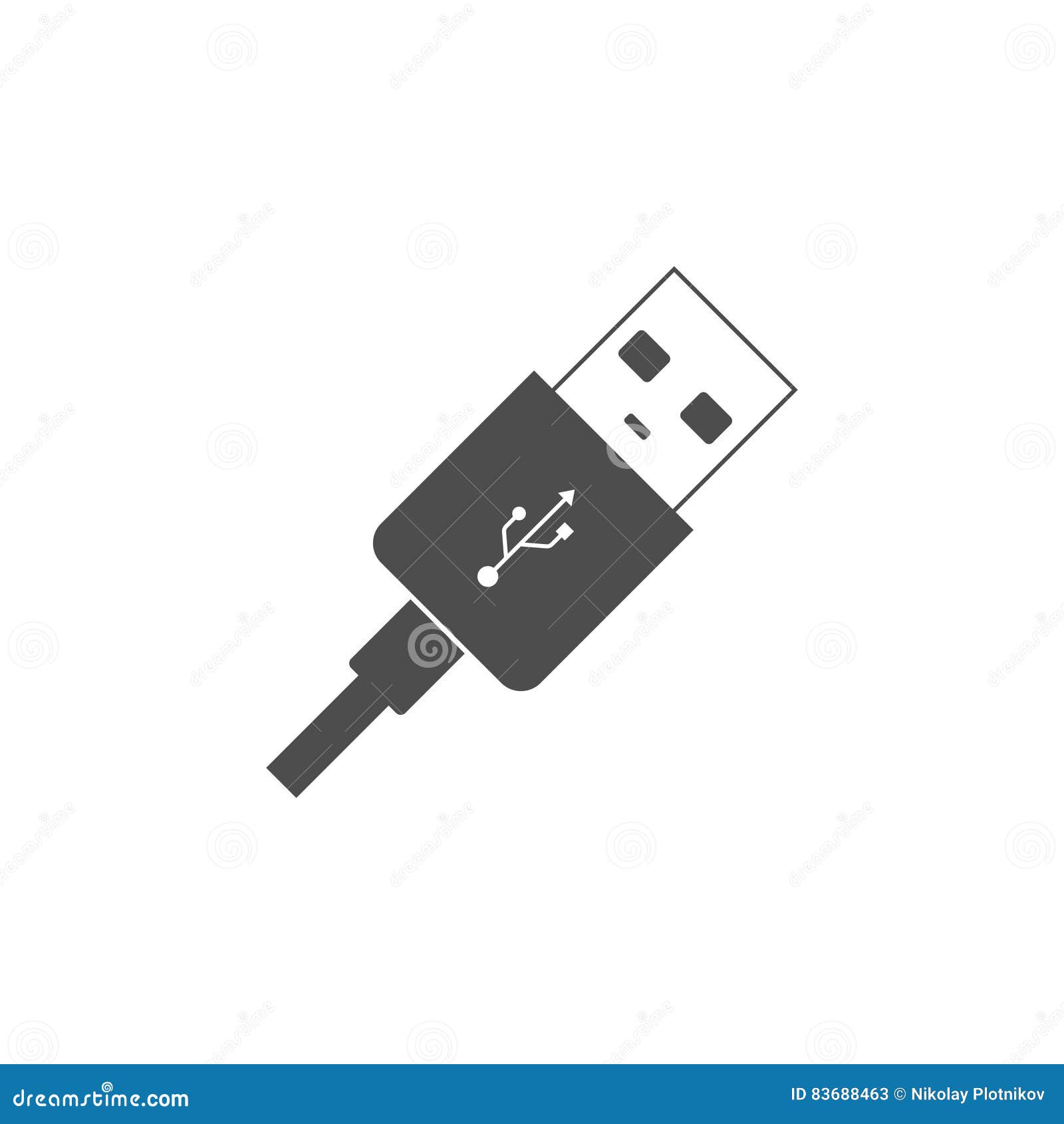 USB Cable Connector Cord Icon Isolated on White Background Stock ...