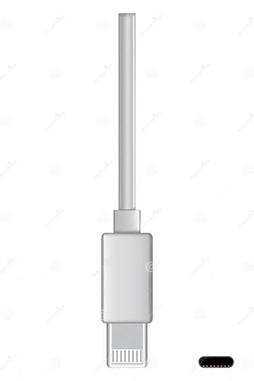Usb Cable Connector, Lightning. Realistic Vector of Phone Jack for ...