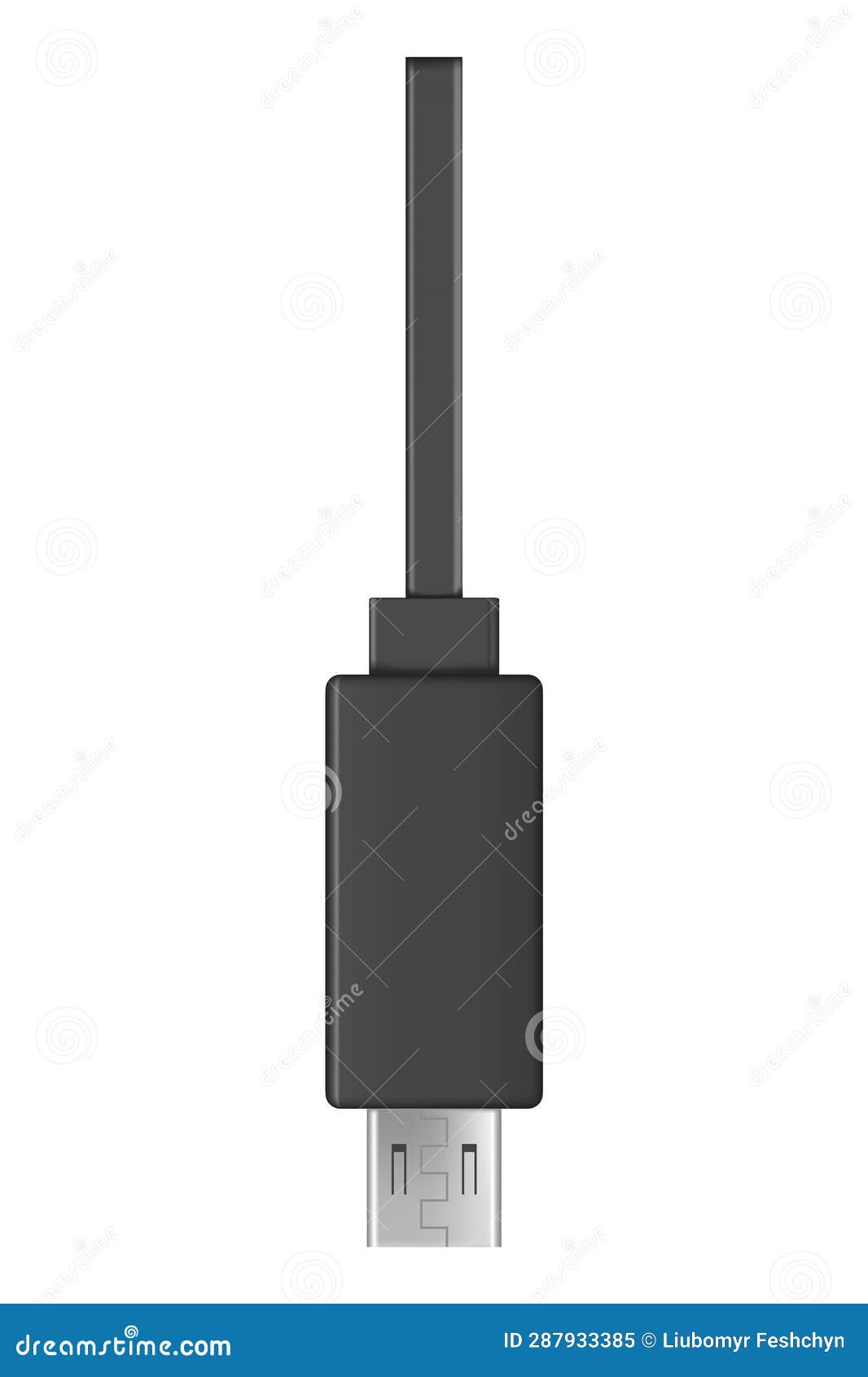 Usb Cable Connector, Micro USB. Realistic Vector of Phone Jack for ...