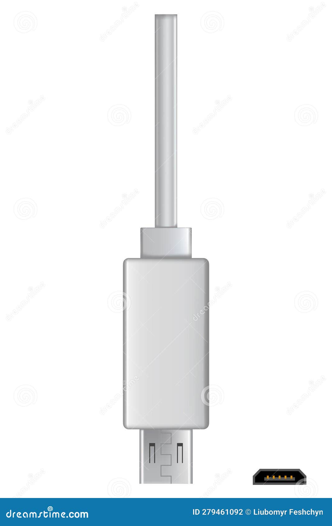 Usb Cable Connector, Micro USB. Realistic Vector of Phone Jack for ...