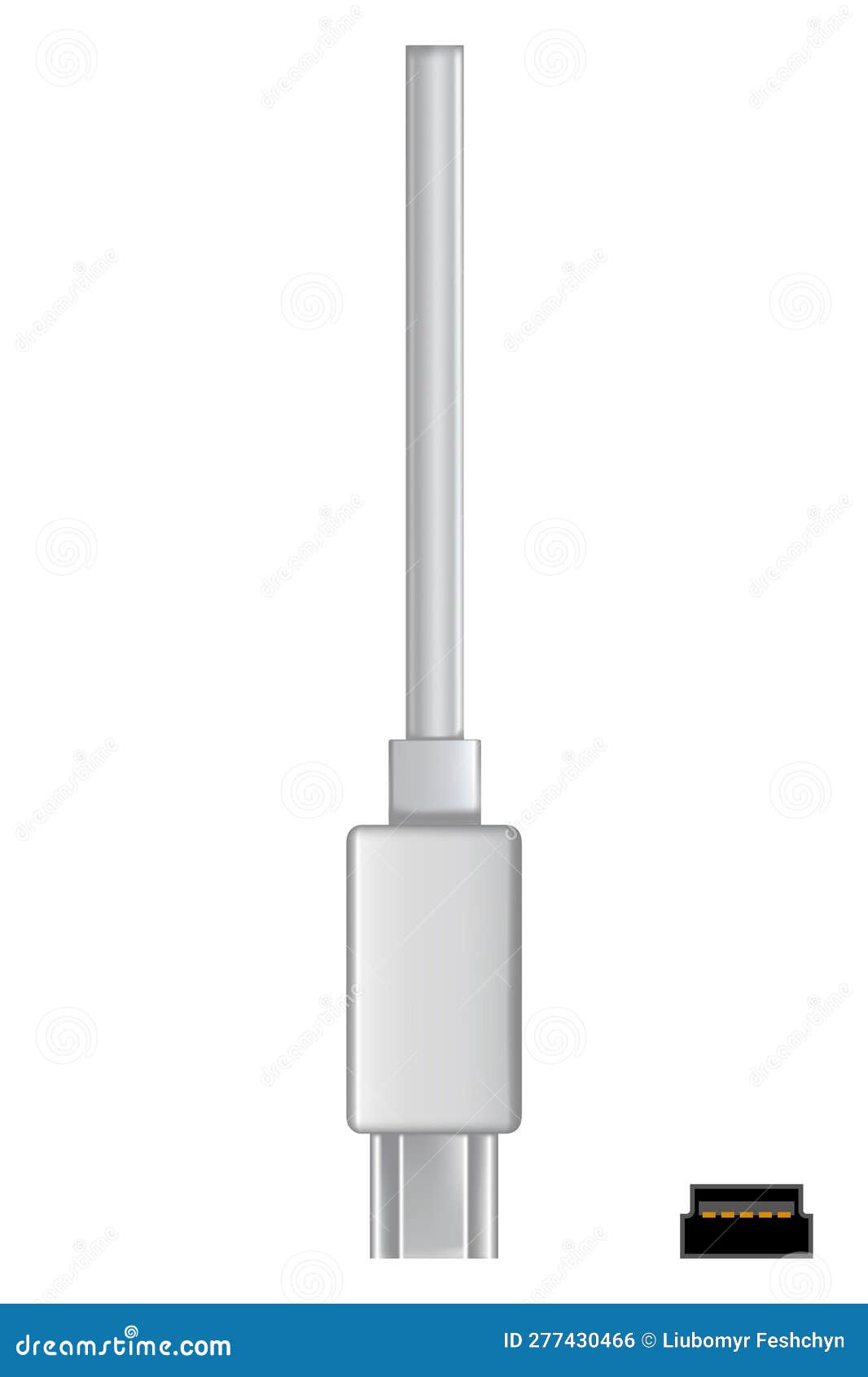 Usb Cable Connector, Type A. Realistic Vector Of Phone Jack For Cabling ...