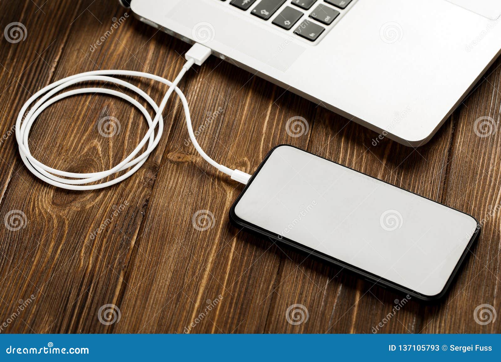 A USB Cable Connects Your Phone and Laptop Stock Image - Image of ...