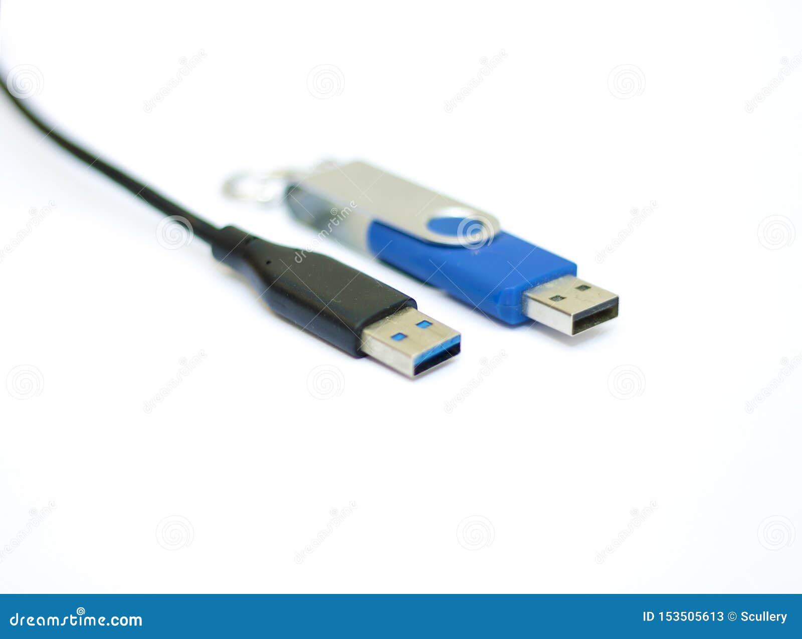 USB Cable and Usb Flash Memory Isolated on the White Background Stock ...