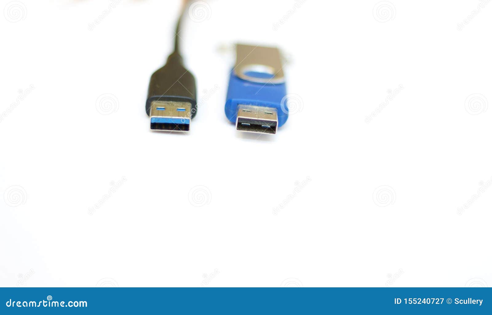 USB Cable and Usb Flash Memory Isolated on the White Background Stock ...