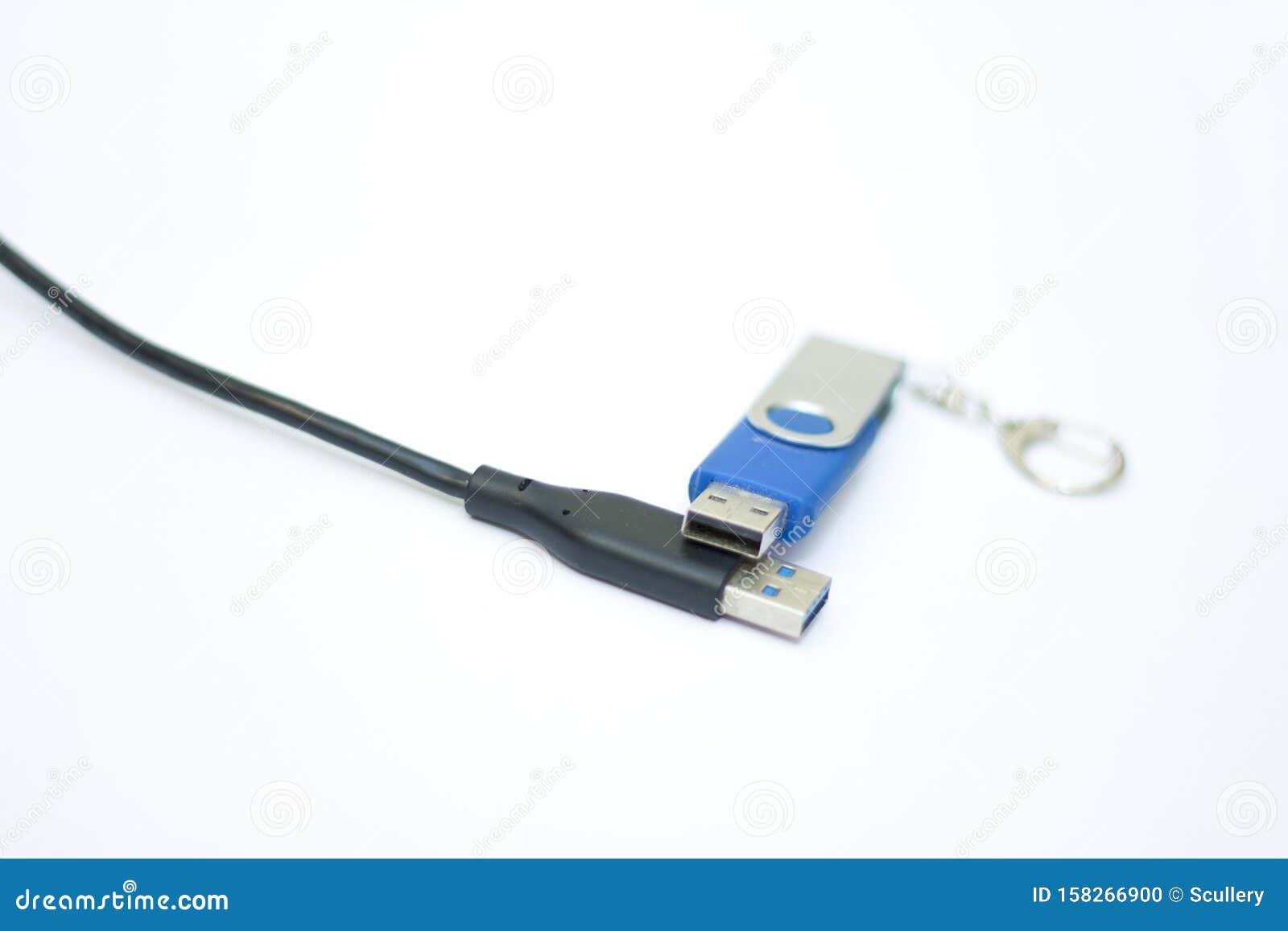 USB Cable and Usb Flash Memory Isolated on the White Background Stock ...