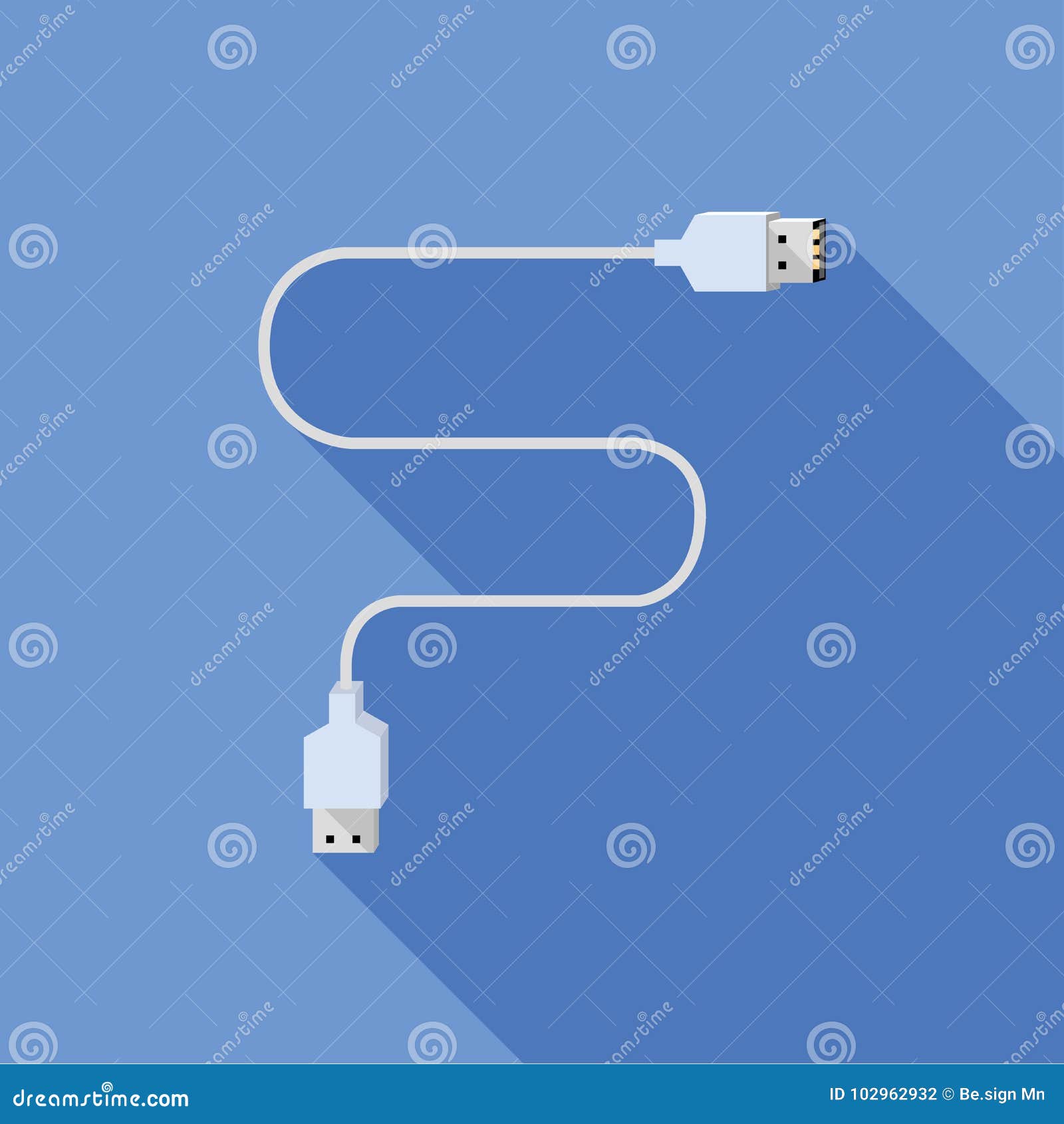 USB Cable. Flat Design. Vector Illustration. Stock Illustration ...