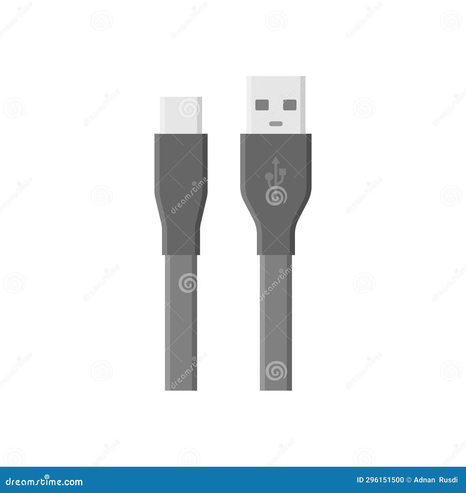 Usb Cable Flat Design Vector Illustration Isolated on White Background. Connectors and Sockets ...