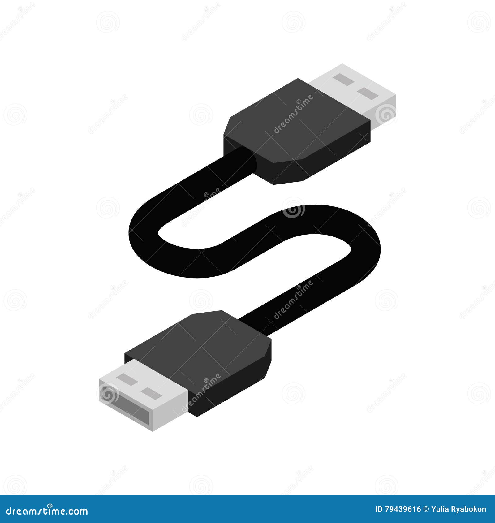 USB Cable Icon, Isometric 3d Style Stock Vector - Illustration of black ...