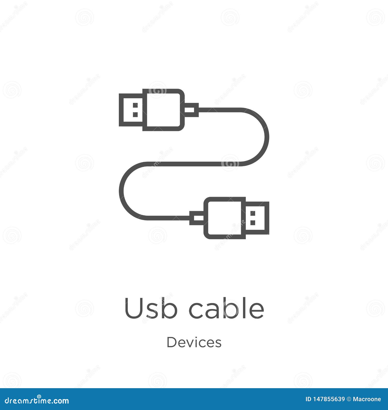 Usb Cable Icon Vector from Devices Collection. Thin Line Usb Cable ...